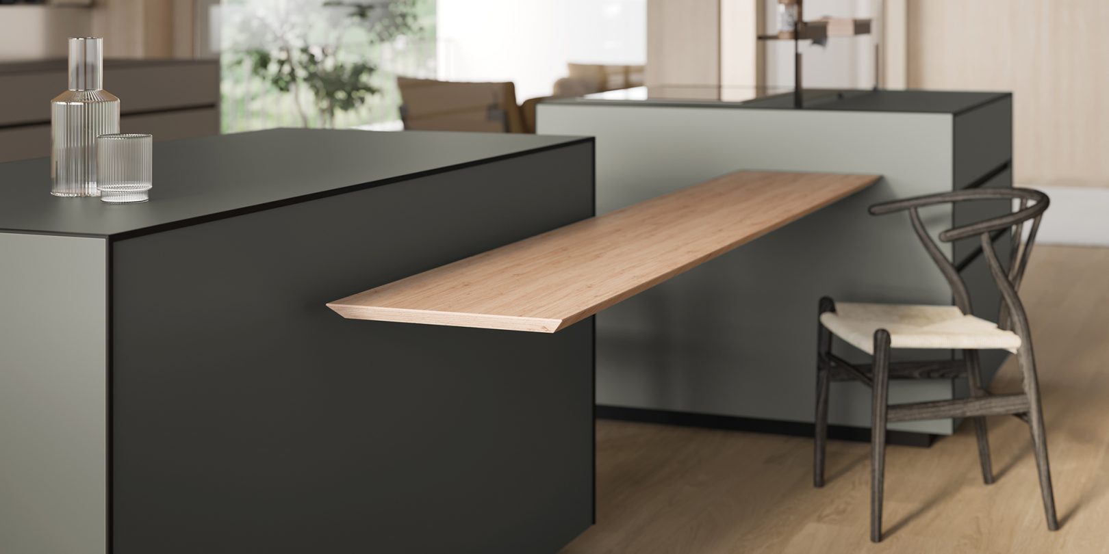 Riciclantica Outline: a modern kitchen in a timber building